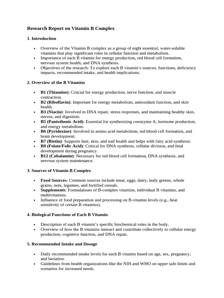 Research Report on Vitamin B | PDF | Vitamin | Vitamin B12