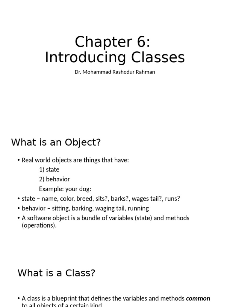 Chapter 6 Introducing Classes Pdf Class Computer Programming Programming 0889