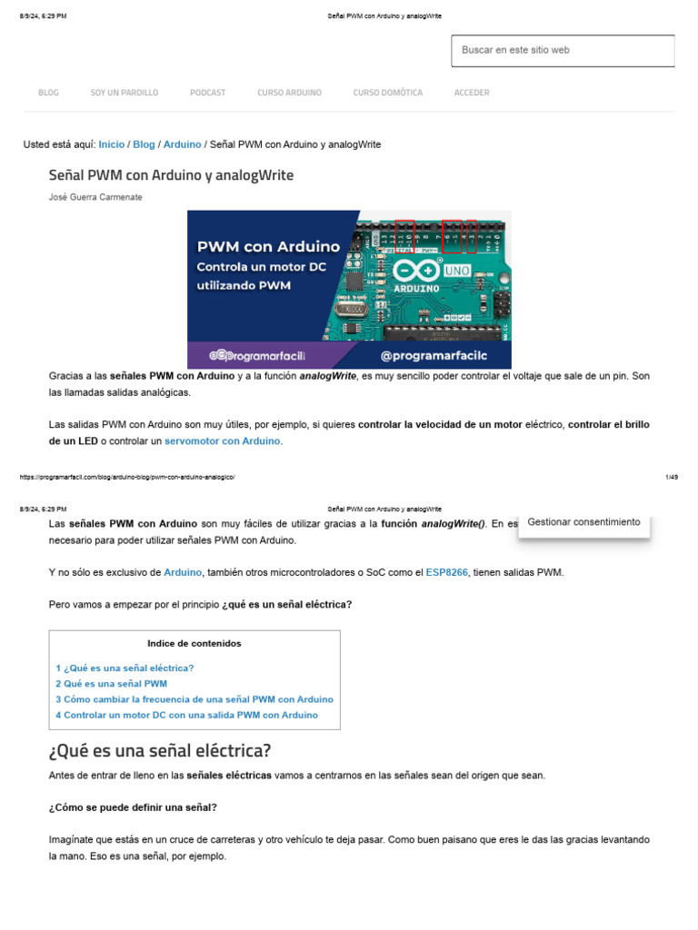 Señal Pwm Con Arduino Y Analogwrite Pdf Arduino Transistor 9705