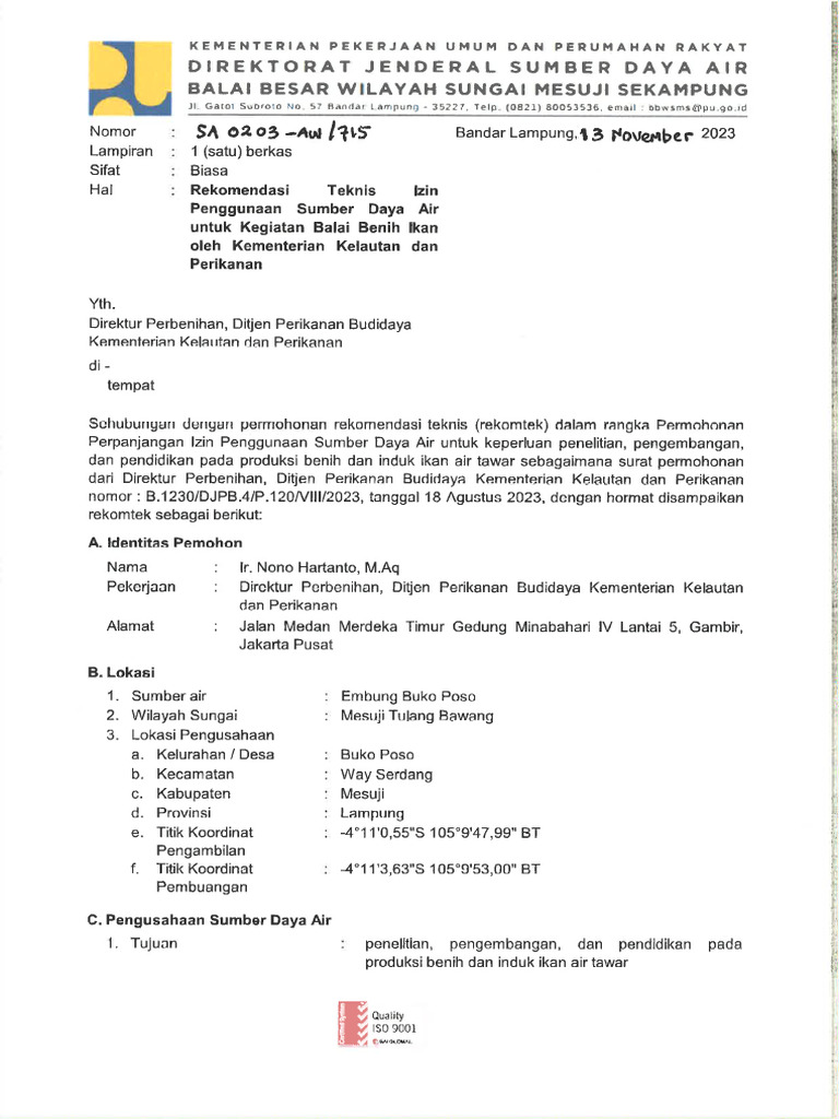 Surat Rekomtek - KKP Ok | PDF