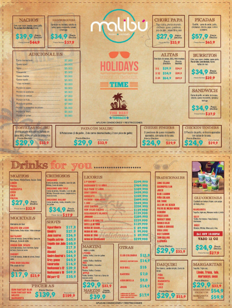 Menu Malibu 2023 | PDF