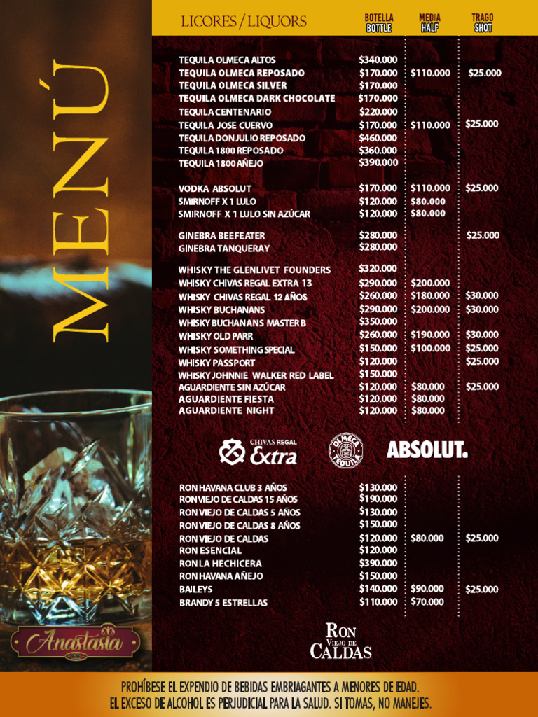 Menu Anastasia Bar | PDF