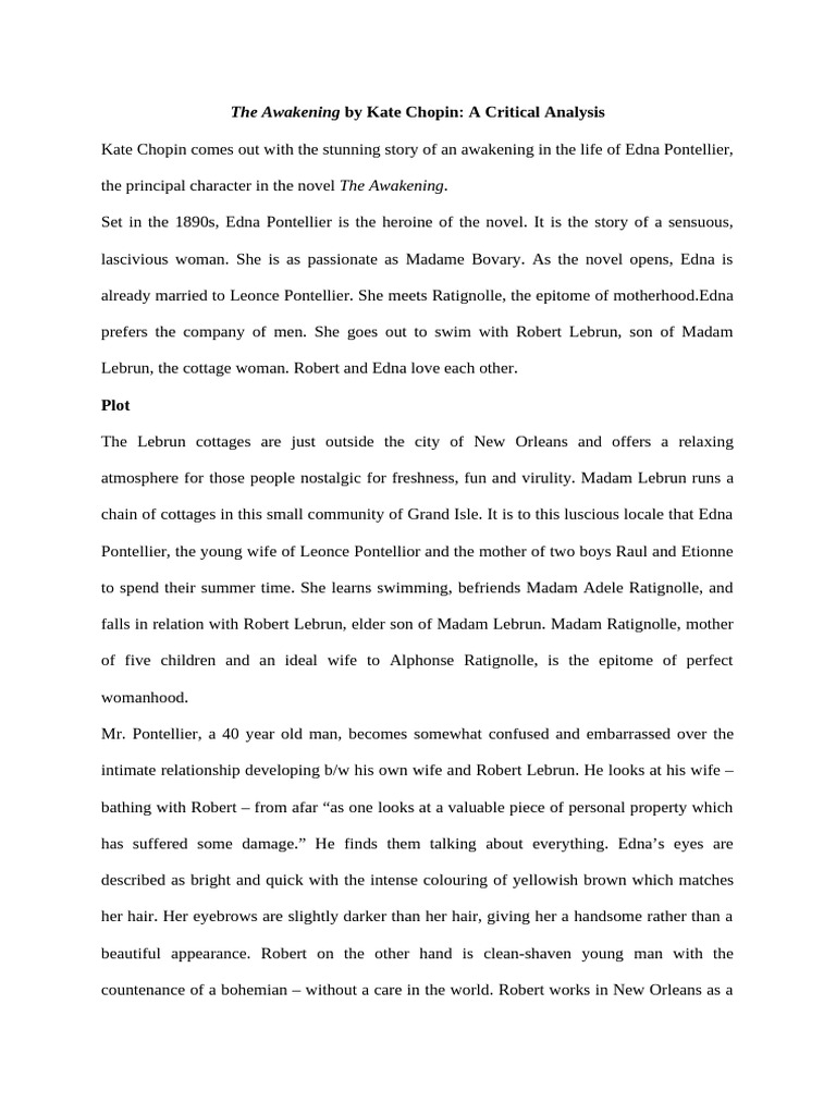 "The Awakening: Edna's Journey" | PDF | The Awakening (Chopin Novel)
