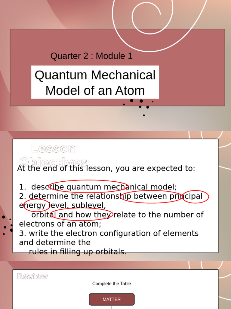 Quantum Mechanical Atom Lesson | PDF | Atomic Orbital | Electron Configuration