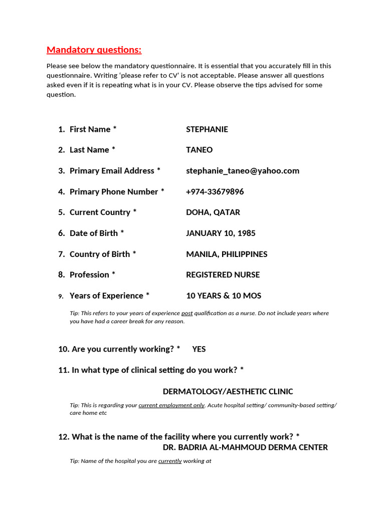 Mandatory Questions Updated | PDF | Hospital | Intensive Care Unit
