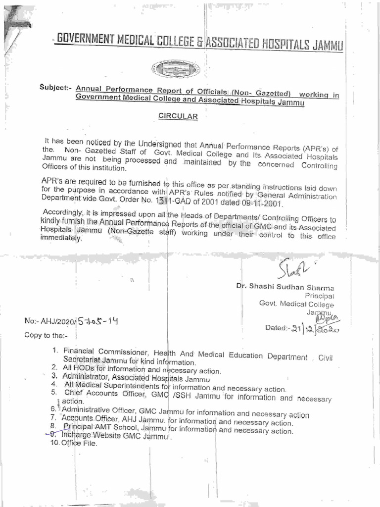 Non Gazetted APR | PDF