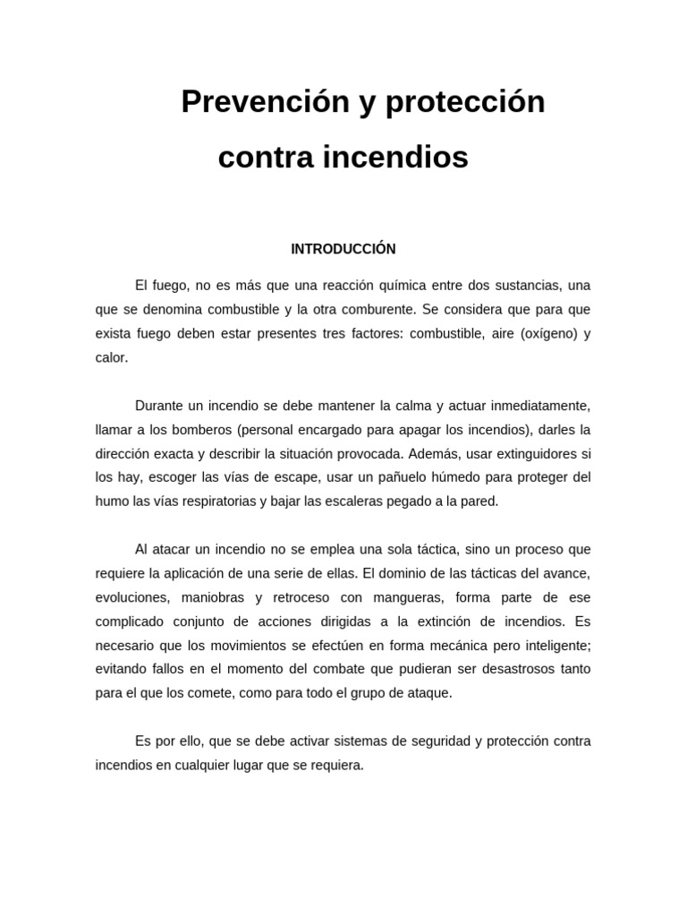 Prevención y protección contra incendios | PDF | Combustión | Incendios