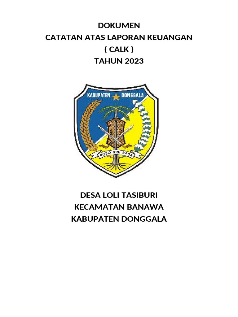 Contoh CALK Tahun 2023 | PDF