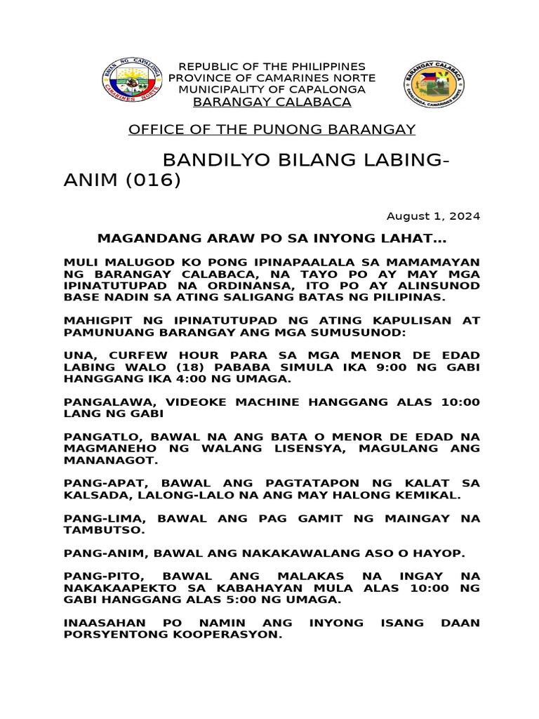 Bandilyo 16 | PDF