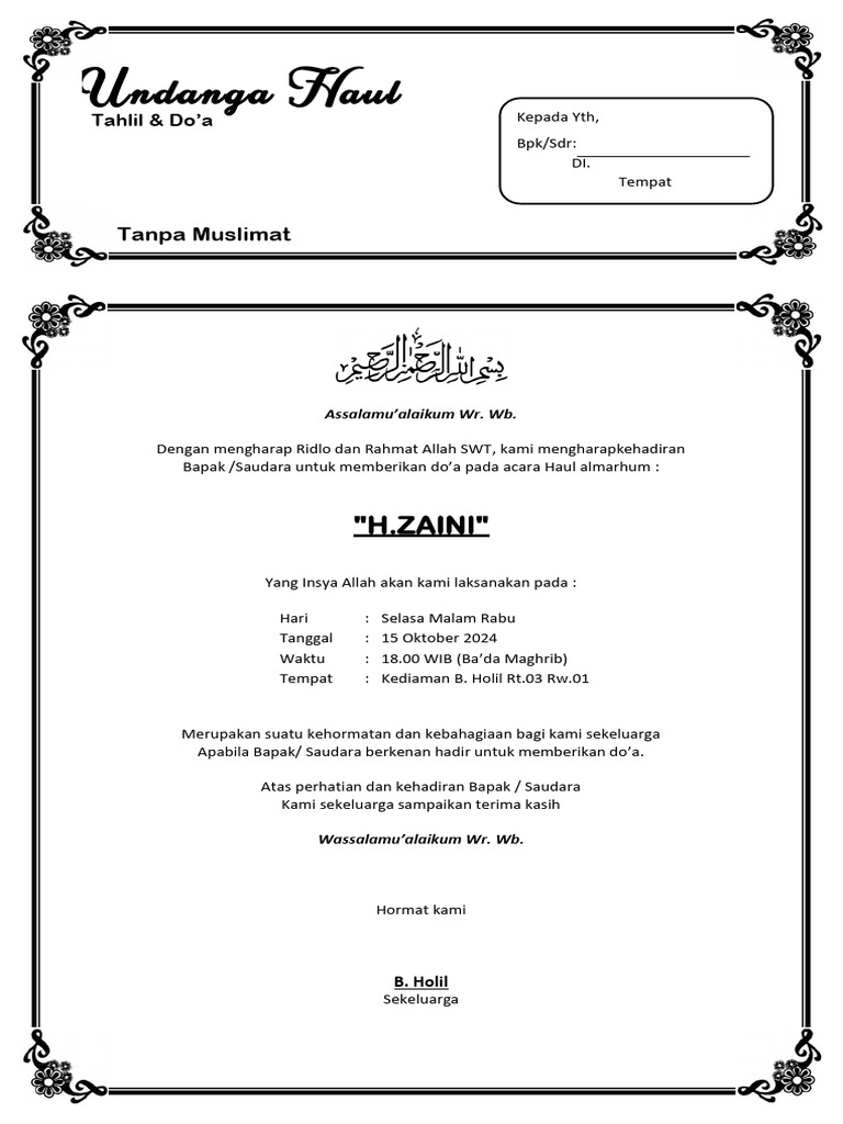 Undangan Haul 1 | PDF