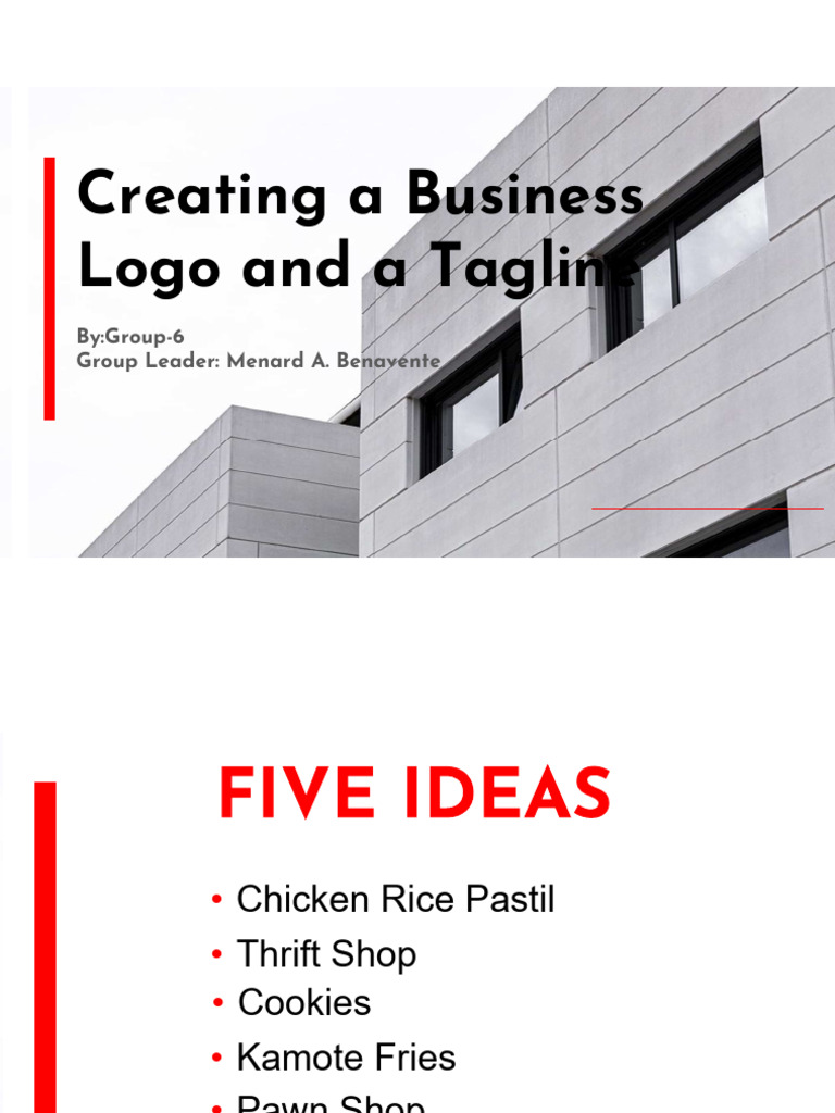 ICT-GROUP-1 Introduction of A Business Name, Logo and Tagline PPT ...
