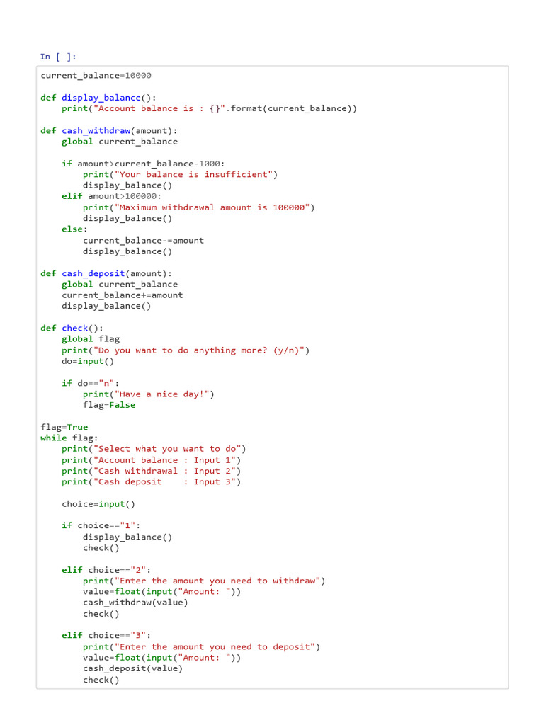 PMW Project 04 - ATM Machine Program | PDF | Finance & Money Management | Teaching Methods ...