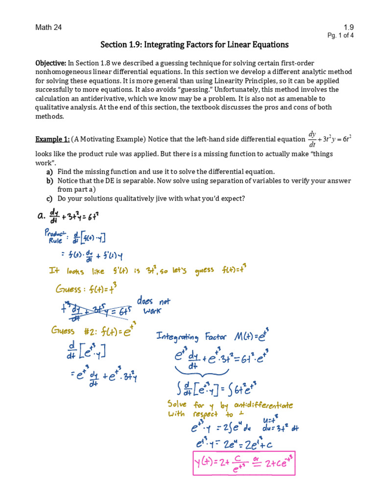 Sec1 9 Integrating Factors-2 | PDF | Equations | Mathematics