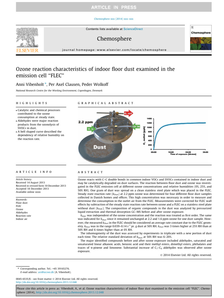 Ozone Reaction Characteristics of Indoor Floor Dust Examined in The ...
