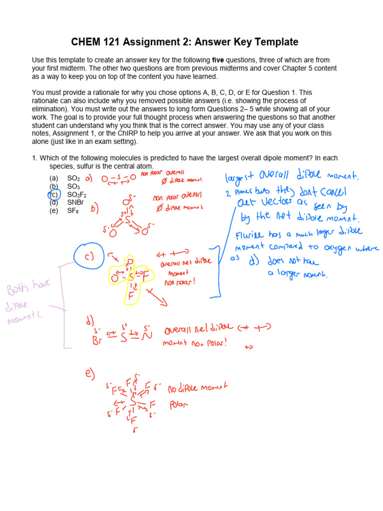 CHEM 121 Assignment 2 Template Final | PDF | Chemical Polarity ...