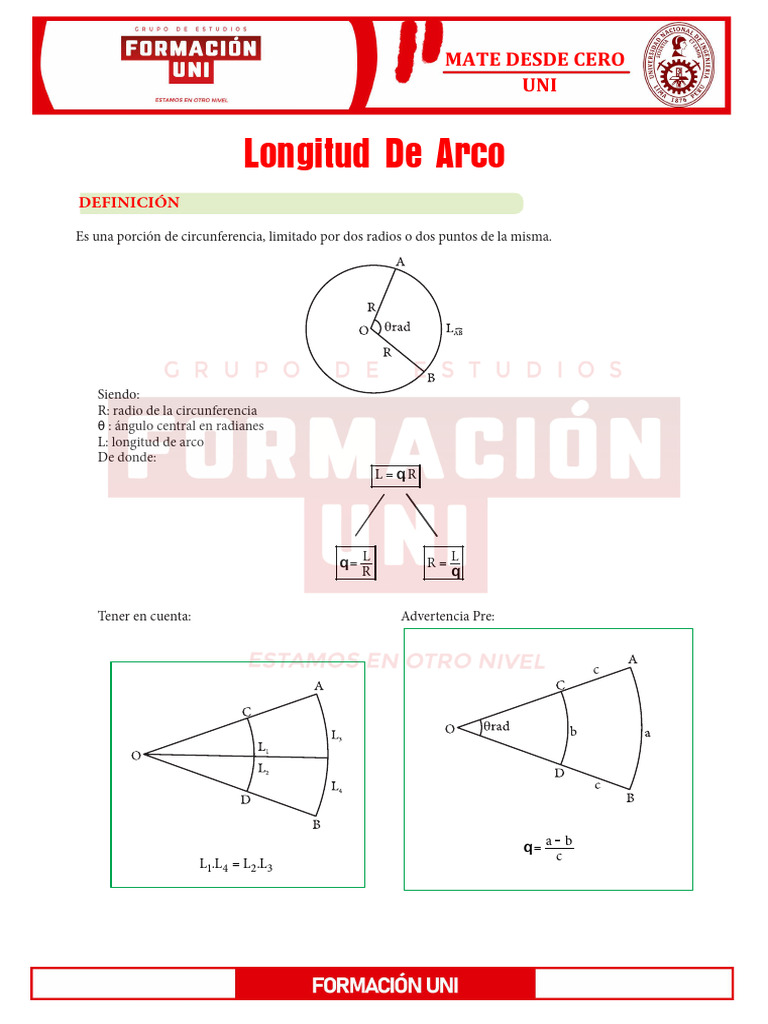 Longitud de arco en sectores circulares | PDF | Curva | Física Matemática