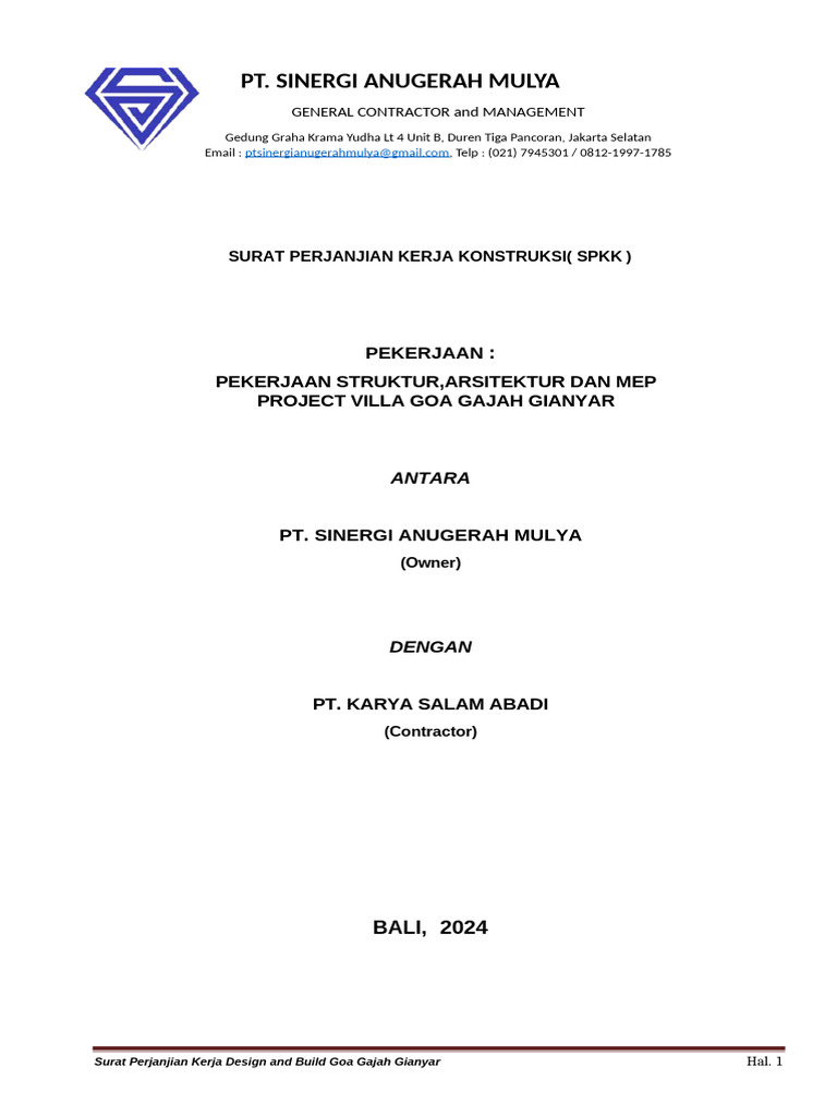 Draft SPK Struktur,Arsitektur dan ME | PDF