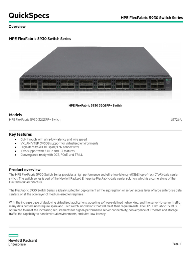 HPE FlexFabric 5930 Switch Series-C04111326 | PDF | Network Switch ...