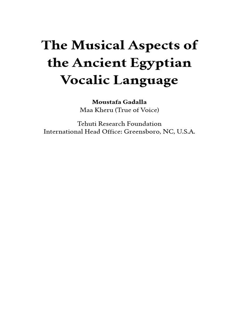 The Musical Aspects of The Ancient Egyptian Vocalic Language Sample ...