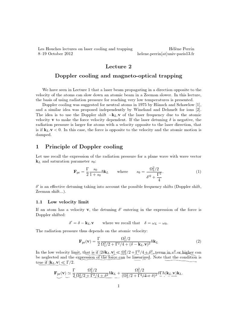 Laser Cooling of Atoms Doppler | PDF | Physical Sciences | Atomic