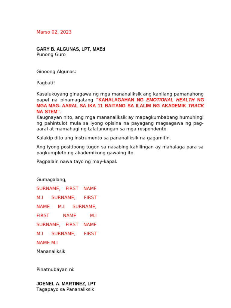 Filipino Letter | PDF