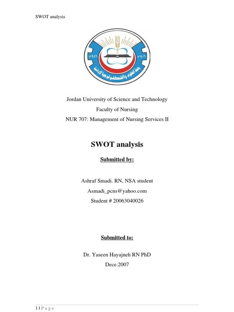 SWOT Analysis of Al-Yarmouk Hospital | PDF | Nursing | Hospital