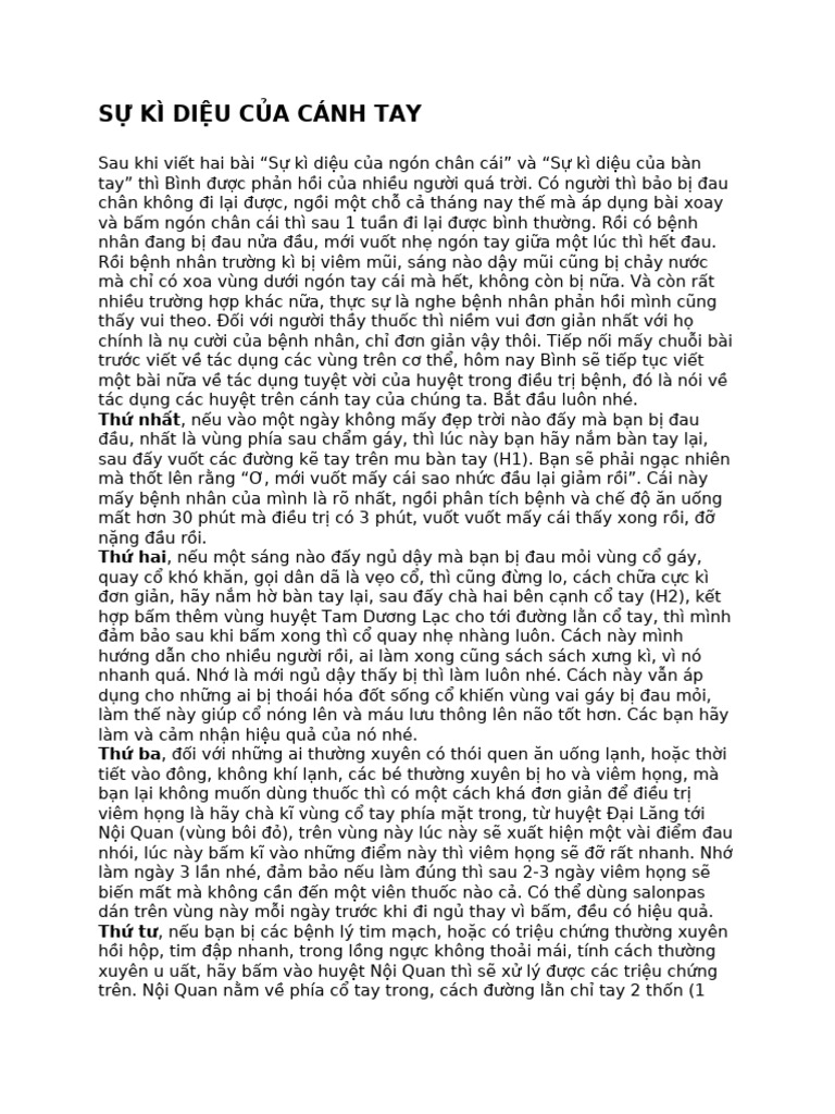 SỰ KÌ DIỆU CỦA CÁNH TAY | PDF