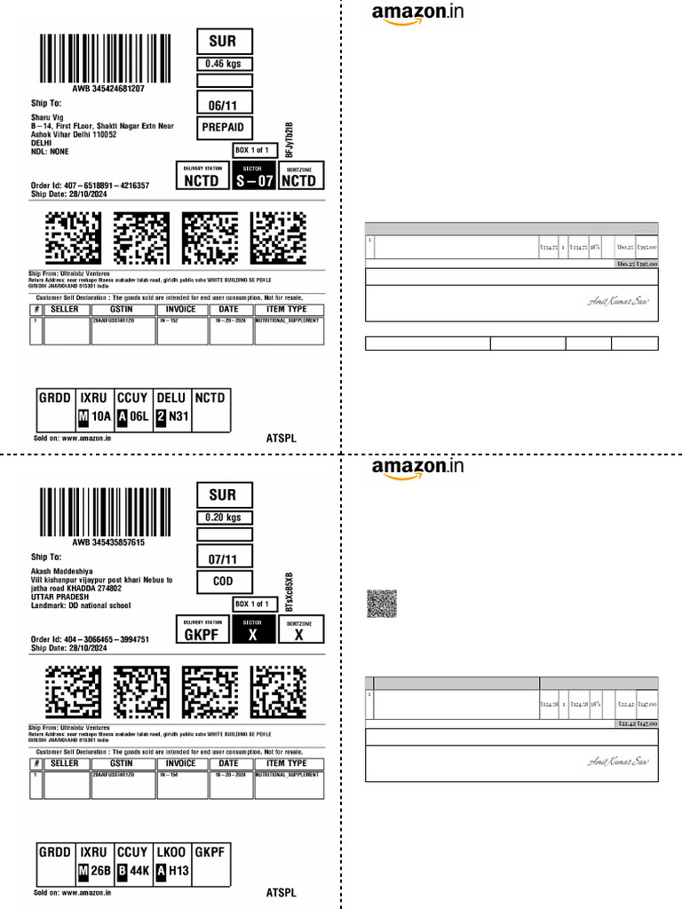 Amazon Shipping Label Formate | PDF | Invoice | Money