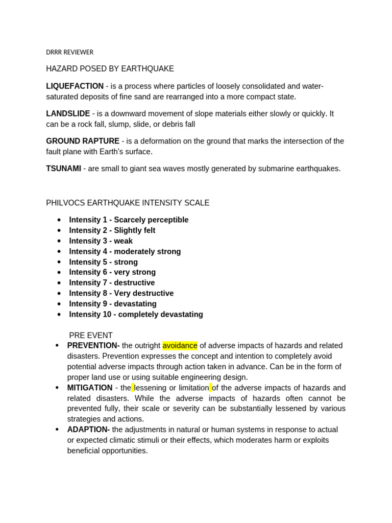 DRRR 4th Quarter REVIEWER WPS Office | PDF | Volcano | Lava