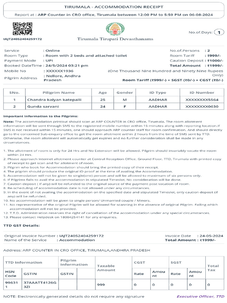 Accommodation_Receipt | PDF