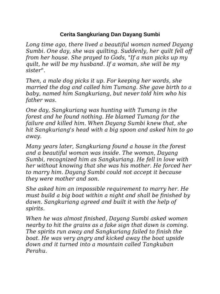 Cerita Sangkuriang Dan Dayang Sumbi | PDF