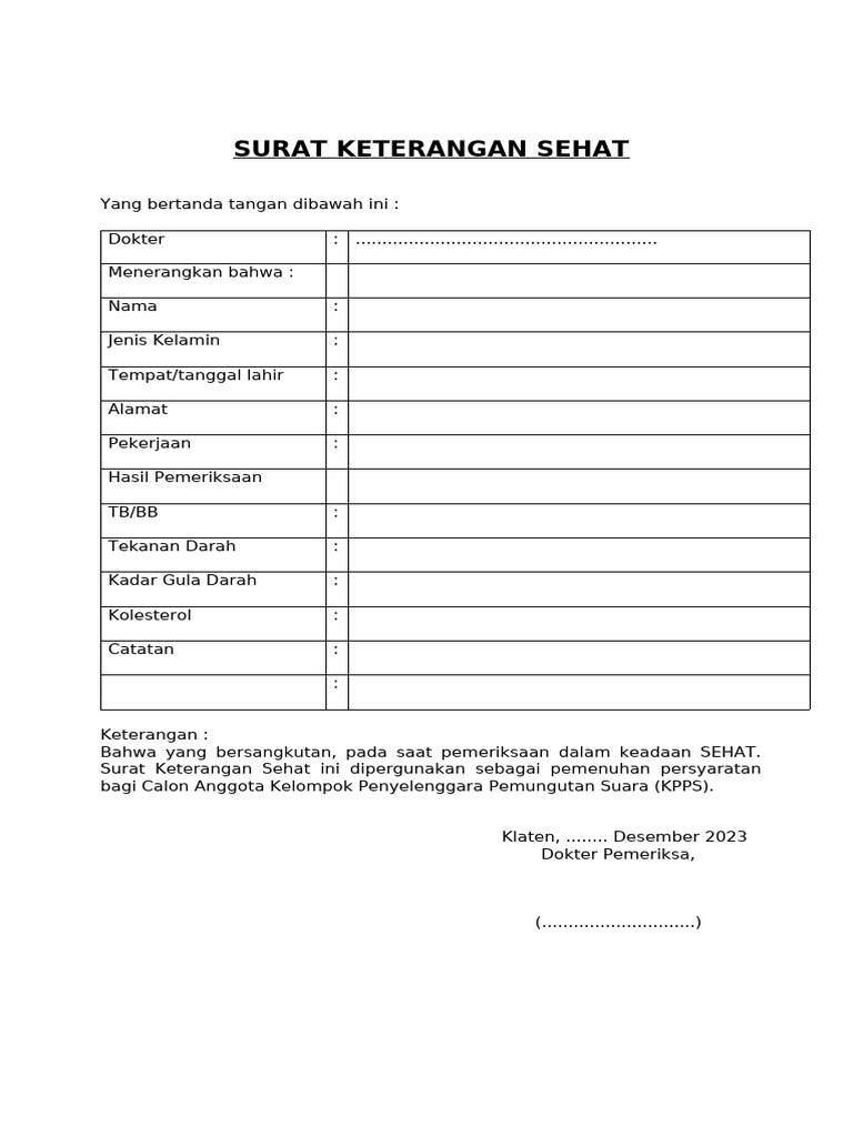 A. Formulir Suket Sehat Final-1 | PDF