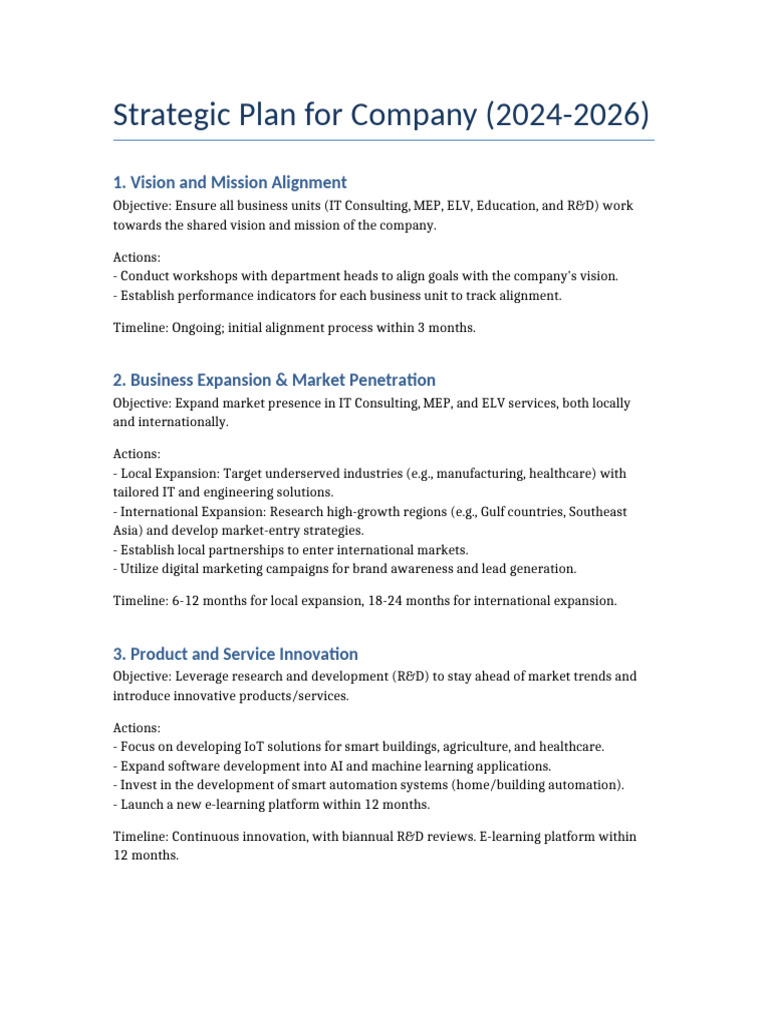 2024-2026 Strategic Business Plan | PDF | Digital Marketing | Customer ...