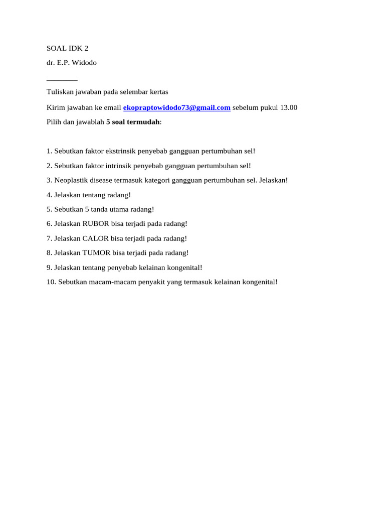 Soal Uas Idk 2 DR Eko Wid | PDF | Kesehatan Holistik