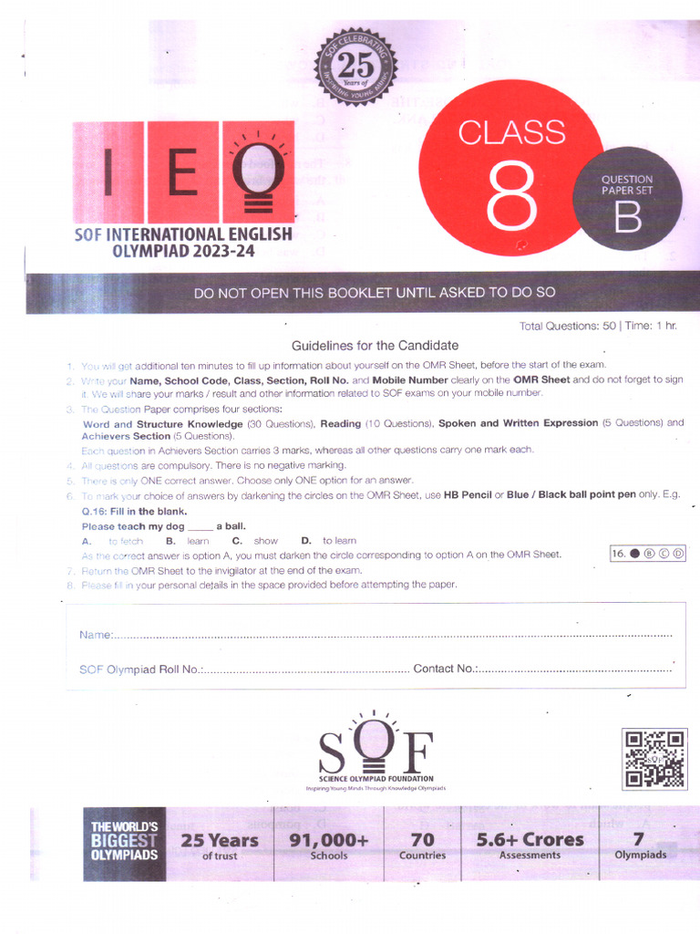 IEO-2023-24 (Class-8th) | PDF