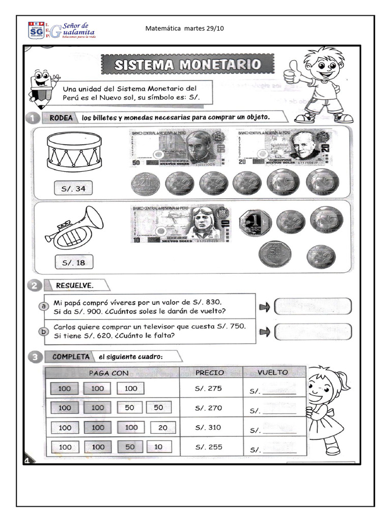 MATEMATCA Fichas del 28 al 30 de octubre | PDF