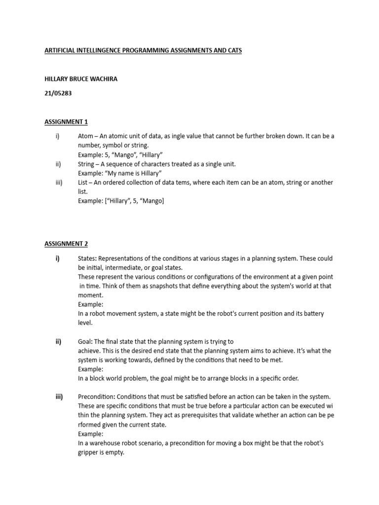 Artificial Intellingence Programming Assignments and Cats | PDF | Artificial Intelligence ...