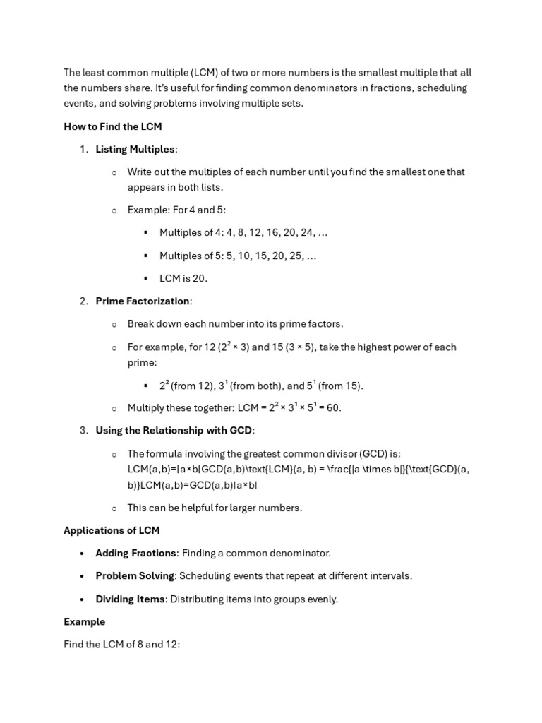 The Least Common Multiple | PDF | Computers