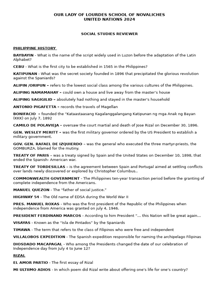 Philippine History Social Studies Guide | PDF | Social Sciences ...