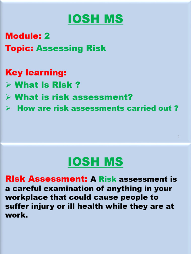 IOSH Module-2-1 | PDF | Risk | Risk Assessment