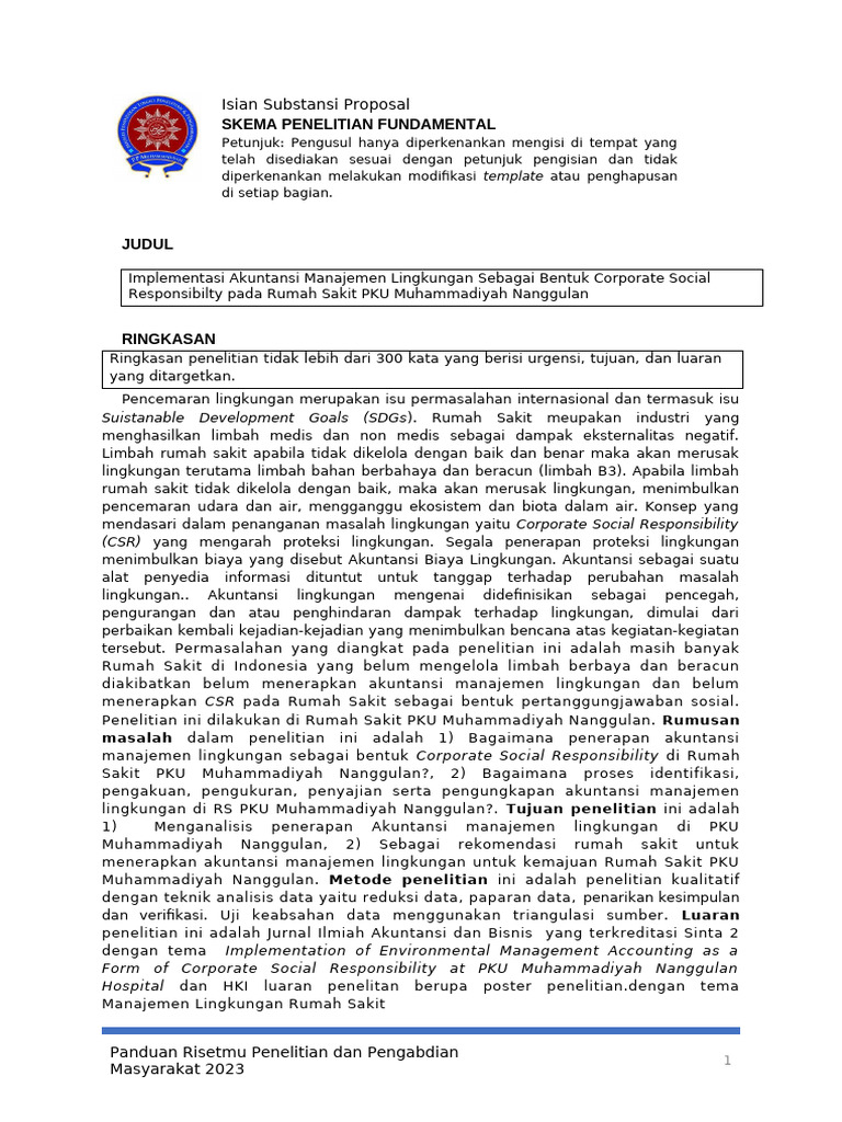 Template Penelitian RisetMu 2023 | PDF