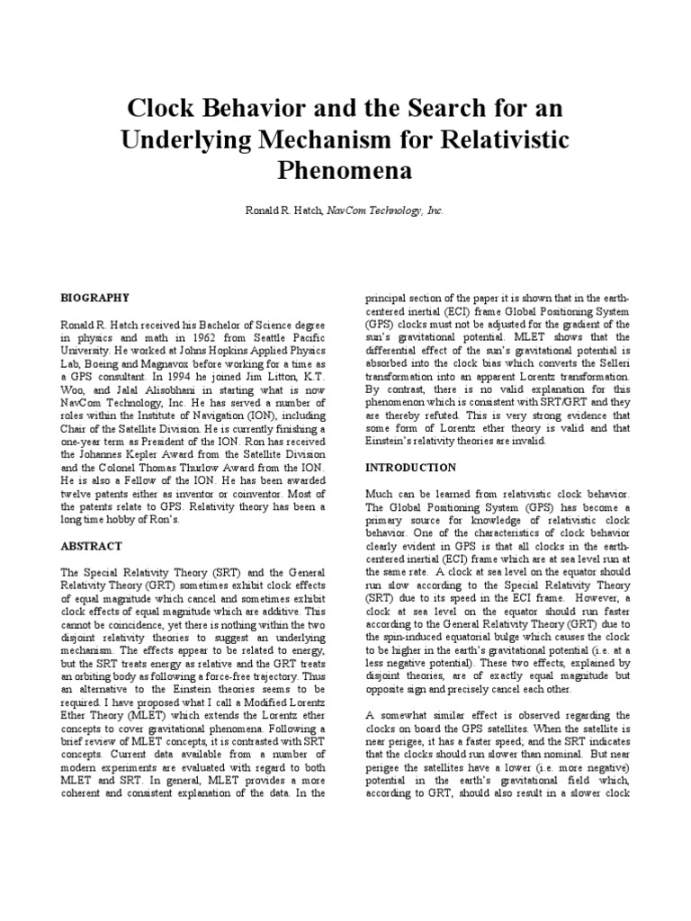 Ronald R. Hatch - Clock Behavior and The Search For An Underlying ...