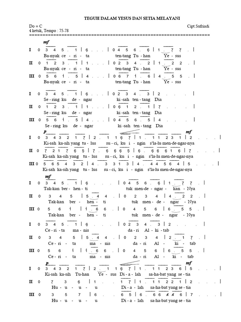 Lagu Wajib - Teguh Dalam Yesus & Setia Melayani | PDF