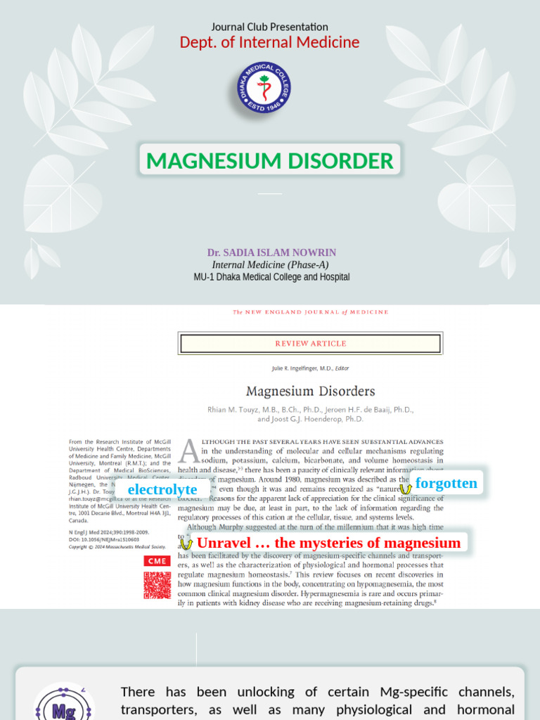 Magnesium Disorders | PDF | Magnesium | Biochemistry