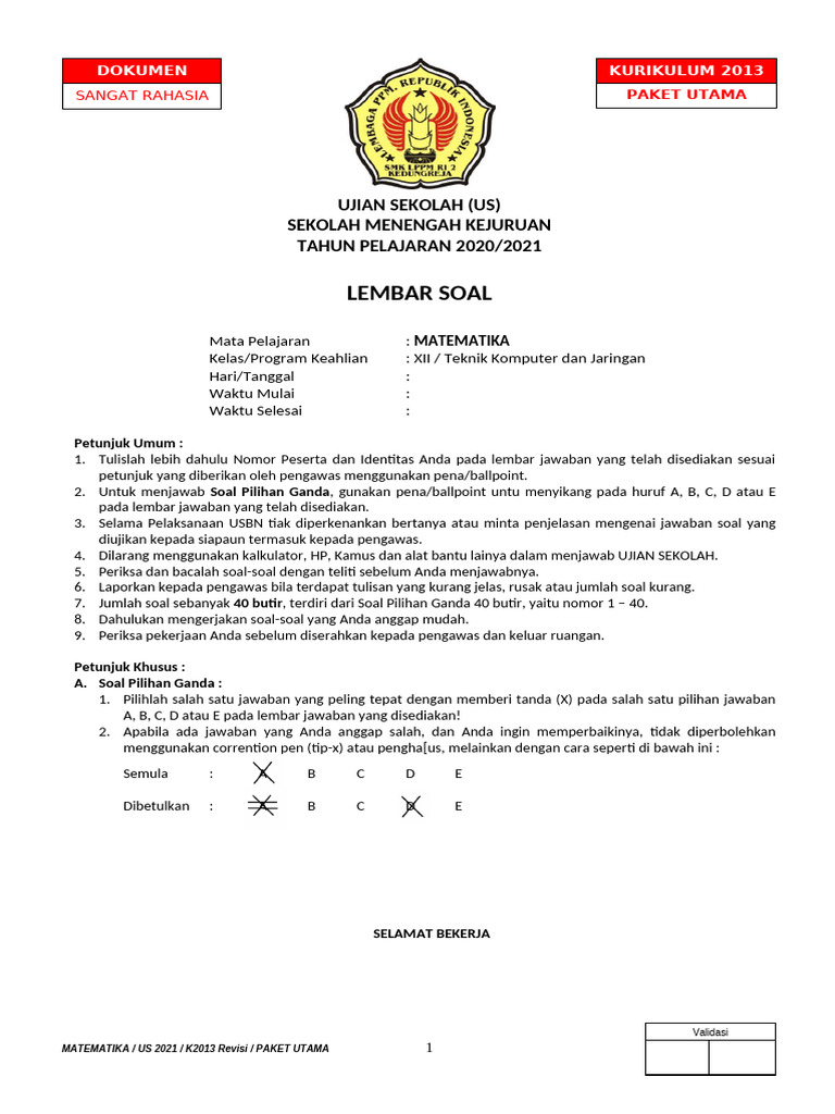 06 - Soal Utama 2020 - 2021 | PDF