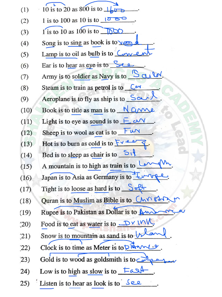 Verbal Intelligence Test-8 | PDF