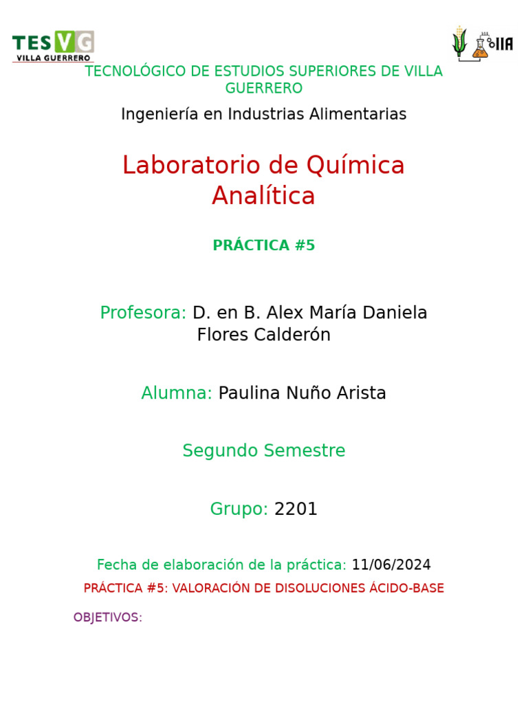 5qa Terminada | PDF | Valoración | Química