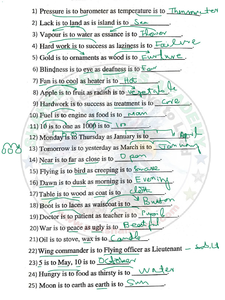 Verbal Intelligence Test-9 | PDF