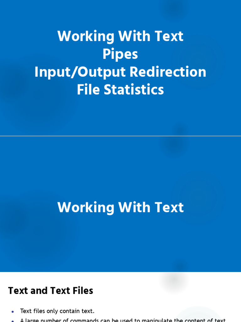 Module 02.2 - Working With Text Pipes Input Output Redirection | PDF | Operating System ...