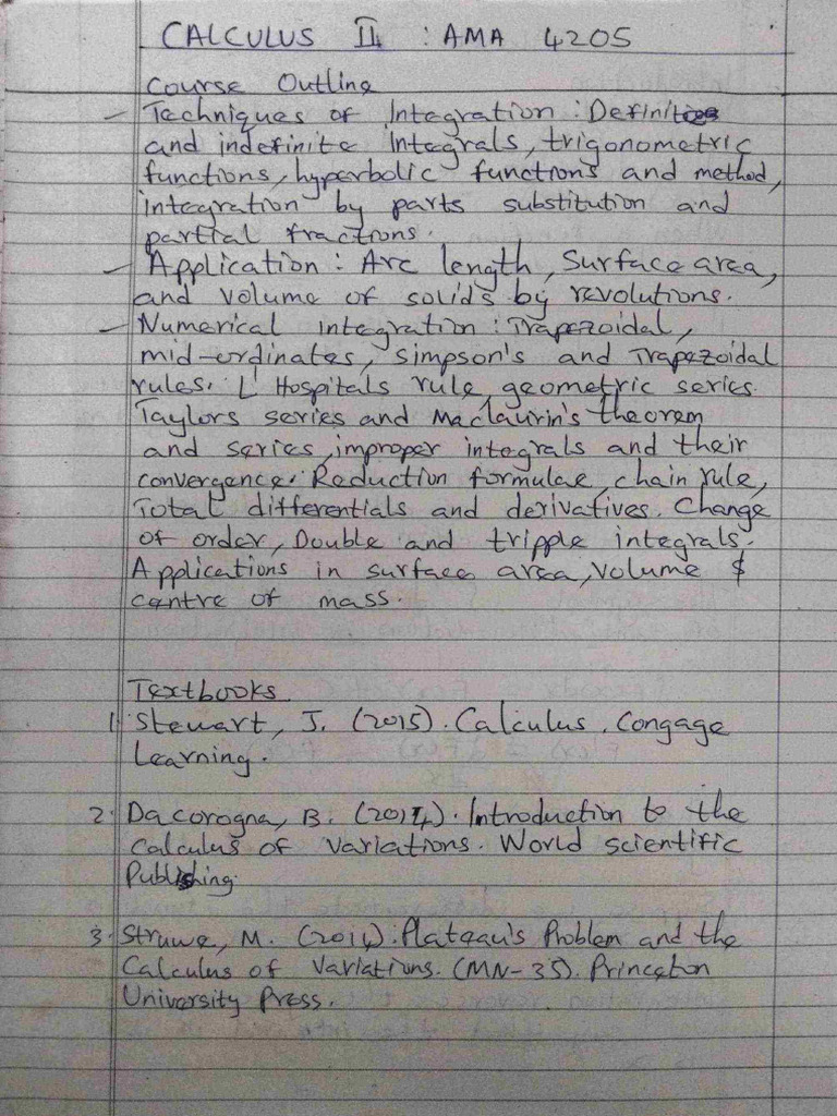 Ama 4105 Calculus II Notes JM - Compressed | PDF | Trigonometric ...